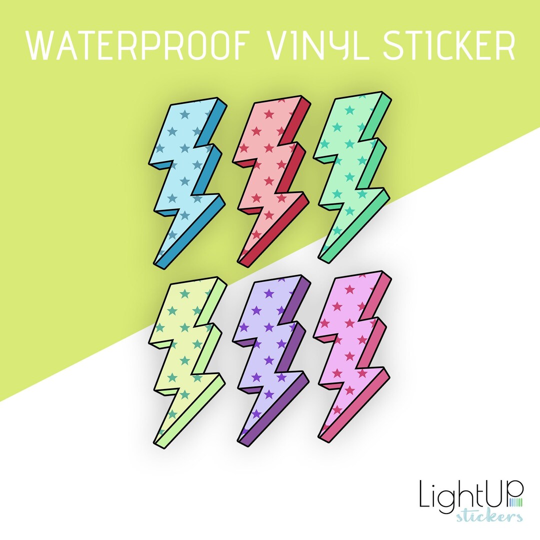 Waterproof Vinyl Sticker Lightning Bolt With Star Pattern - Etsy