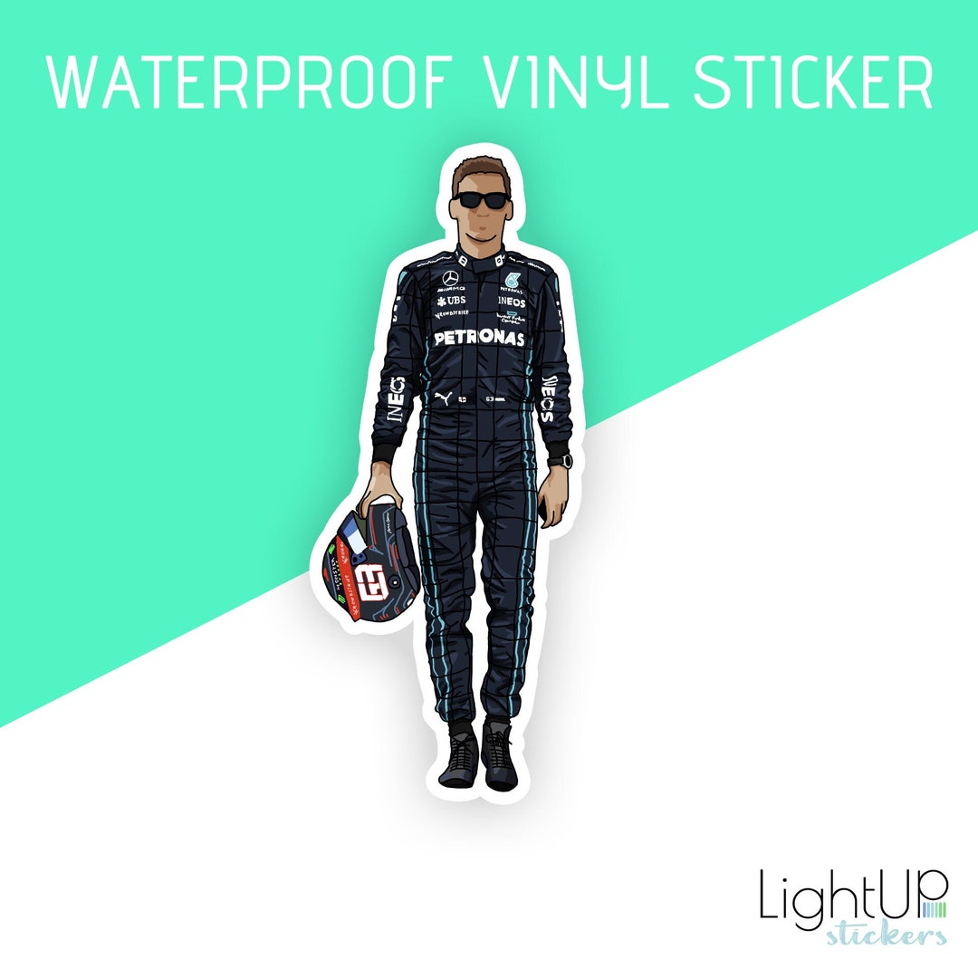 Waterproof Vinyl Sticker Fan Art George Russell Mercedes F1 Driver ...