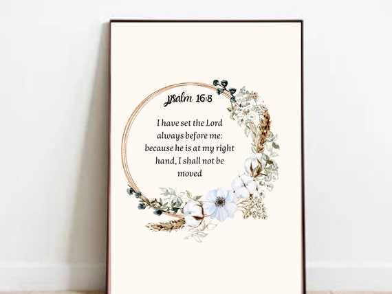 DIGITAL Printable Bible Verse Psalm 16:8 Digital Collage - Etsy