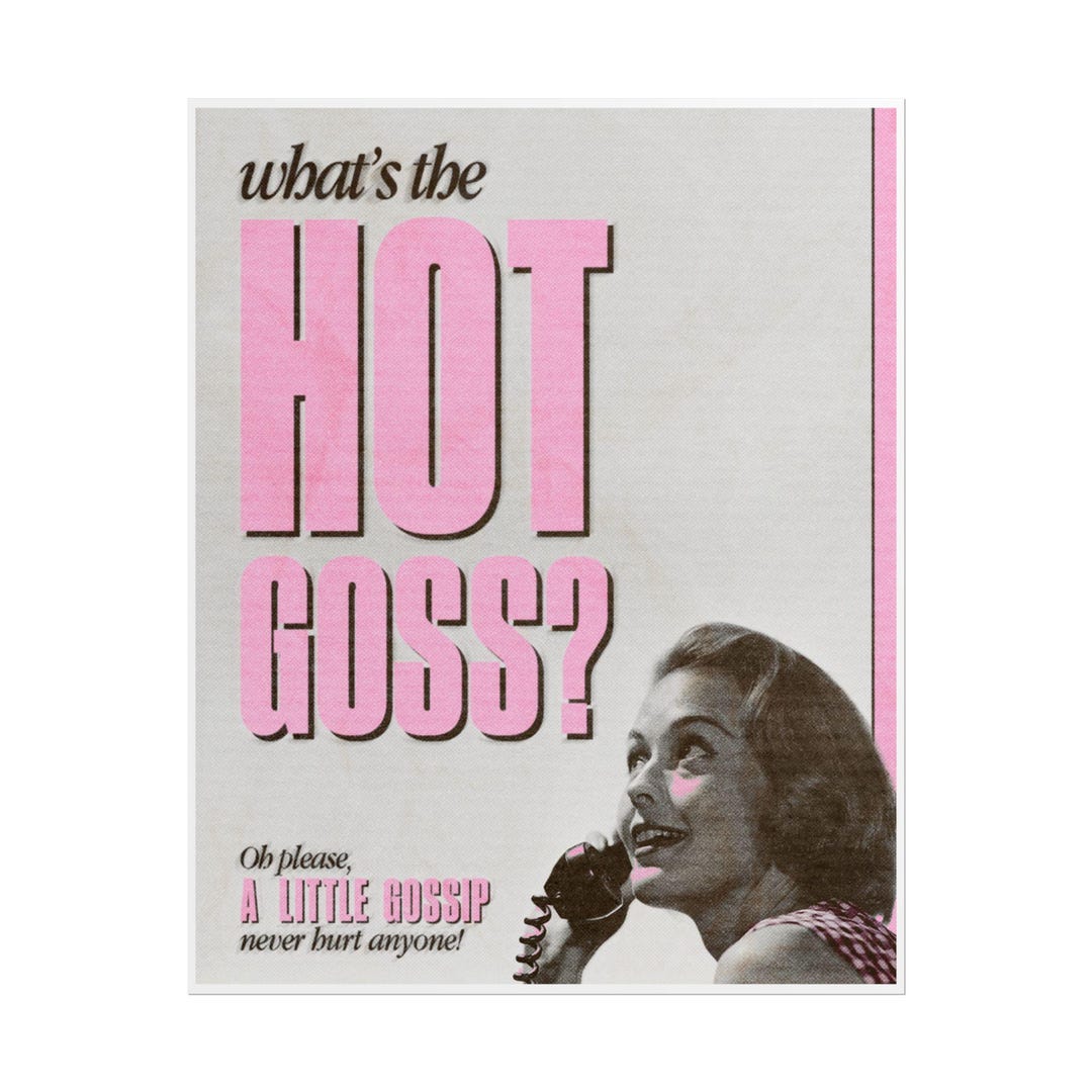 Vintage Girly Gossip Rolled Poster - Hot Goss Wall Art, Retro Women's ...