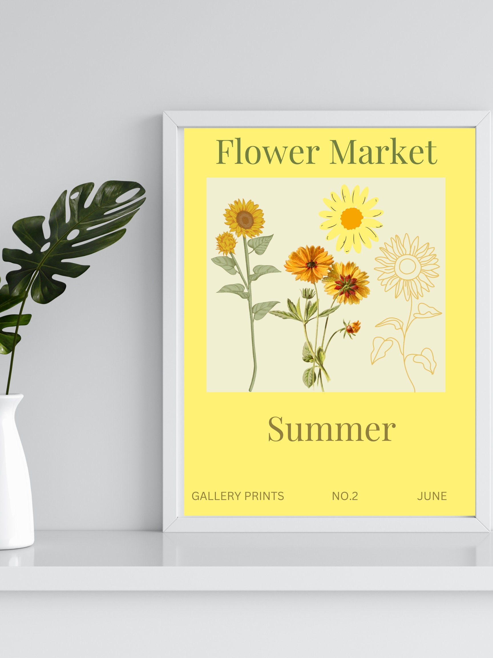 Flower Market Print, Set of 4, Floral Décor Posters, Seasonal Prints ...