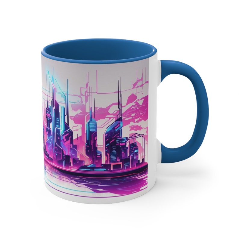 Futuristic Cityscape, Cyberpunk Style Accent Coffee Mug, 11oz - Etsy