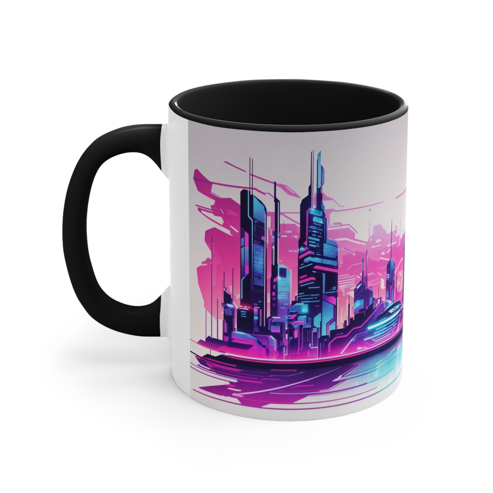 Futuristic Cityscape, Cyberpunk Style Accent Coffee Mug, 11oz - Etsy