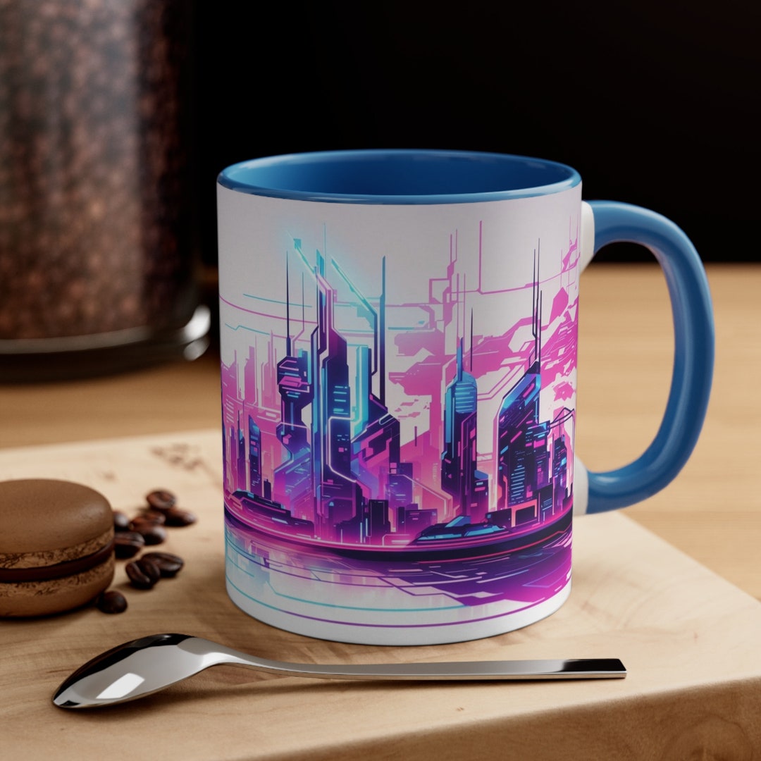 Futuristic Cityscape, Cyberpunk Style Accent Coffee Mug, 11oz - Etsy