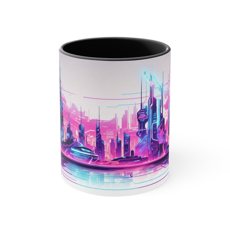 Futuristic Cityscape, Cyberpunk Style Accent Coffee Mug, 11oz - Etsy