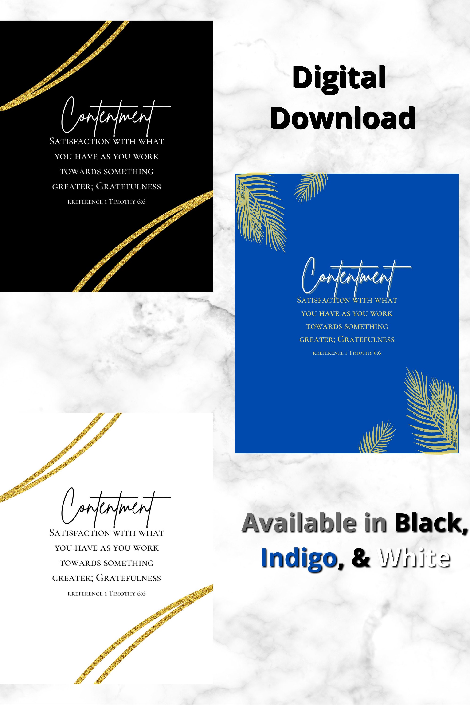 Contentment Definition Printable Wall Art Chrisitan Gift Faith Based ...