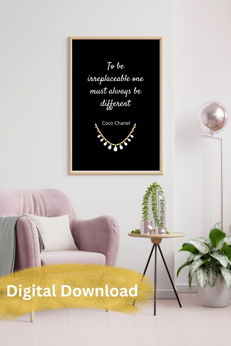 Coco Chanel Fashion Quote | Coco Chanel Wall Art | Dorm Decor for College Girls | Inspirational ...