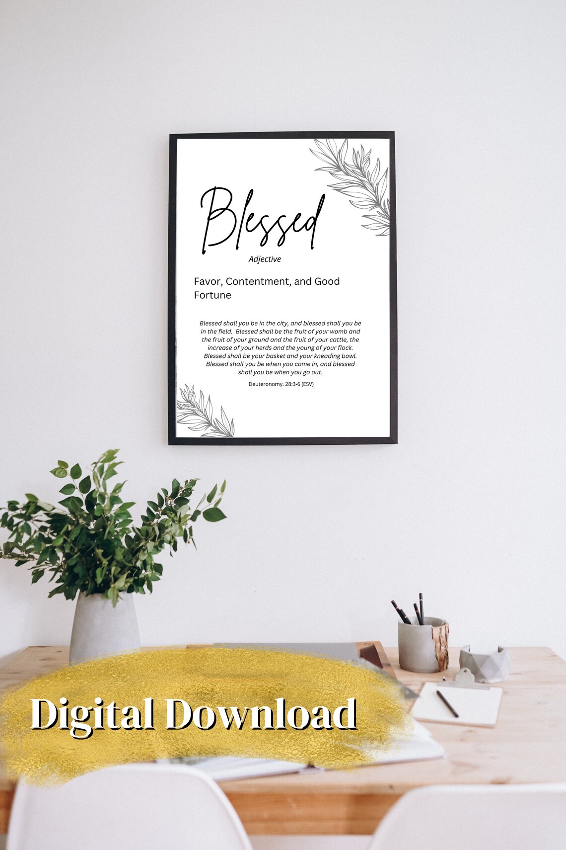 Blessed Definition Printable Wall Art Faith Based - Etsy