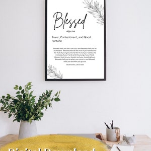 Blessed Definition Printable Wall Art Faith Based Inspiring Bible Verse ...