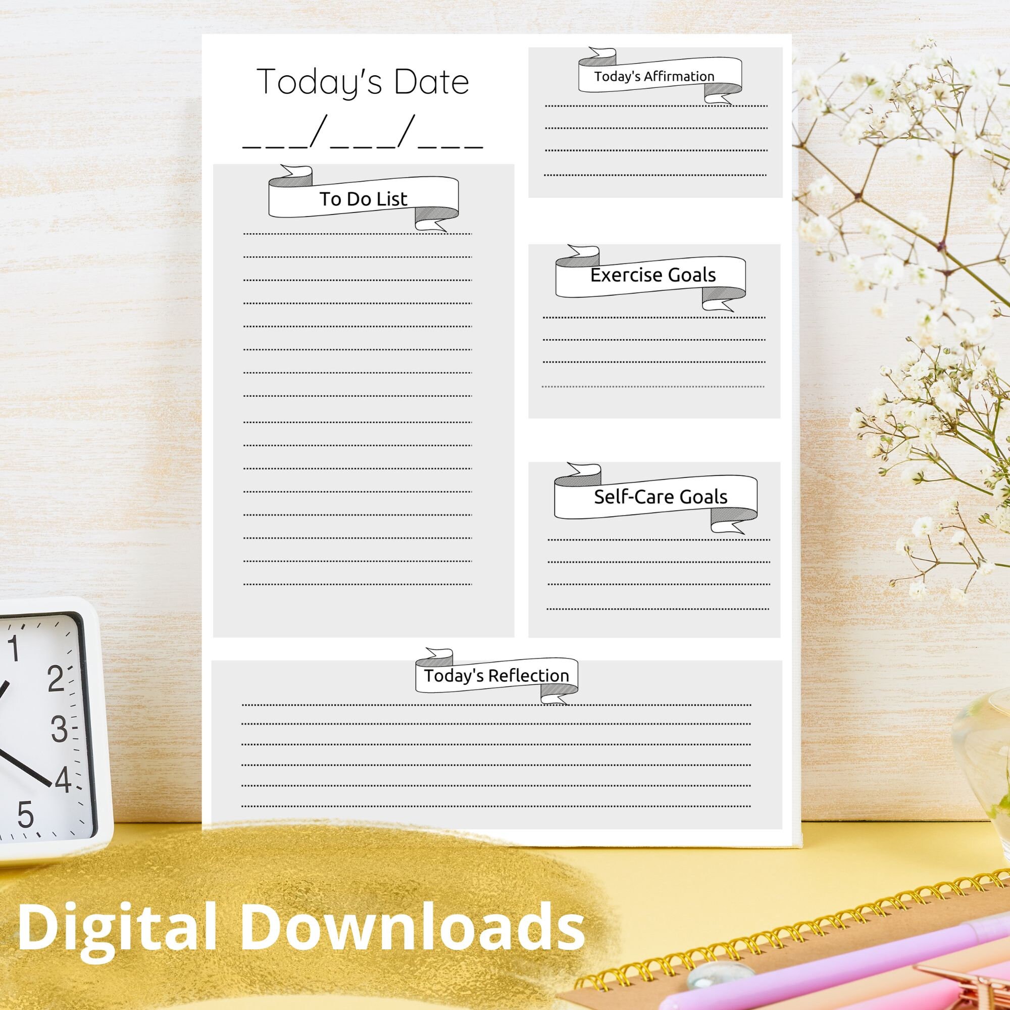 Daily Printable Planner Goal Setting Worksheet Task Checklist ...