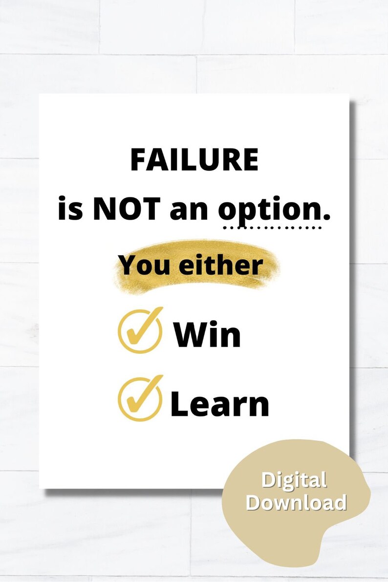 No Failure Printable Wall Art Inspiring Quotes Mindfulness Print ...