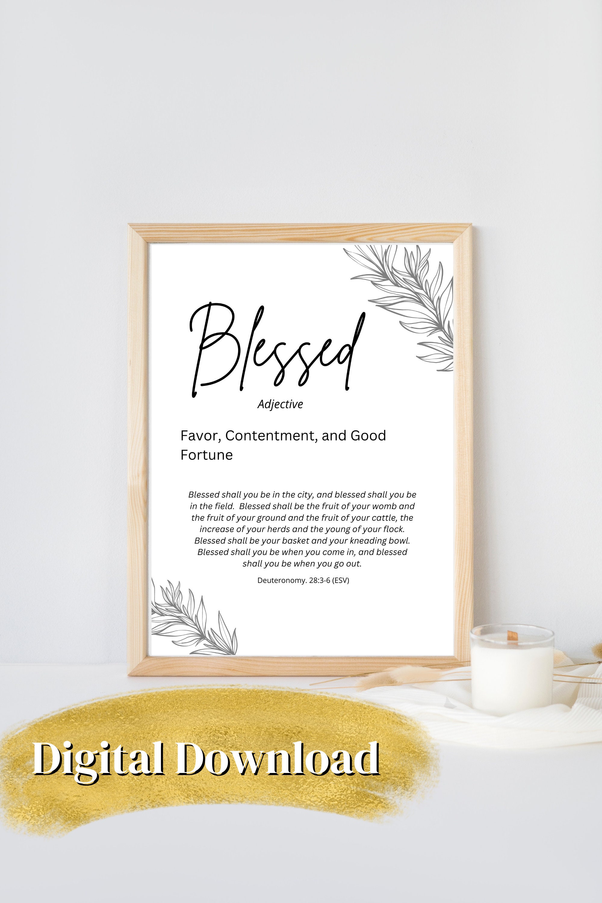 Blessed Definition Printable Wall Art Faith Based - Etsy
