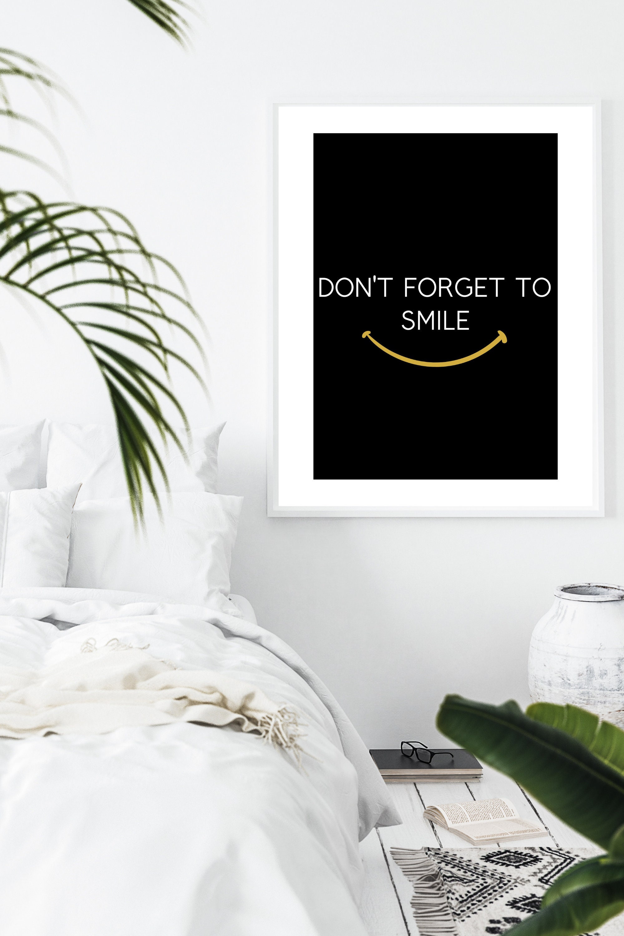 Minimal Neutral Printable | Smiley Face Print | Mindfulness Gift ...