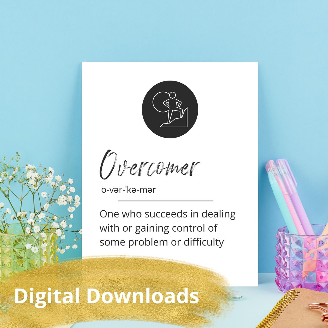 Overcomer Definition Printable Wall Art Motivational Home Decor Workout ...