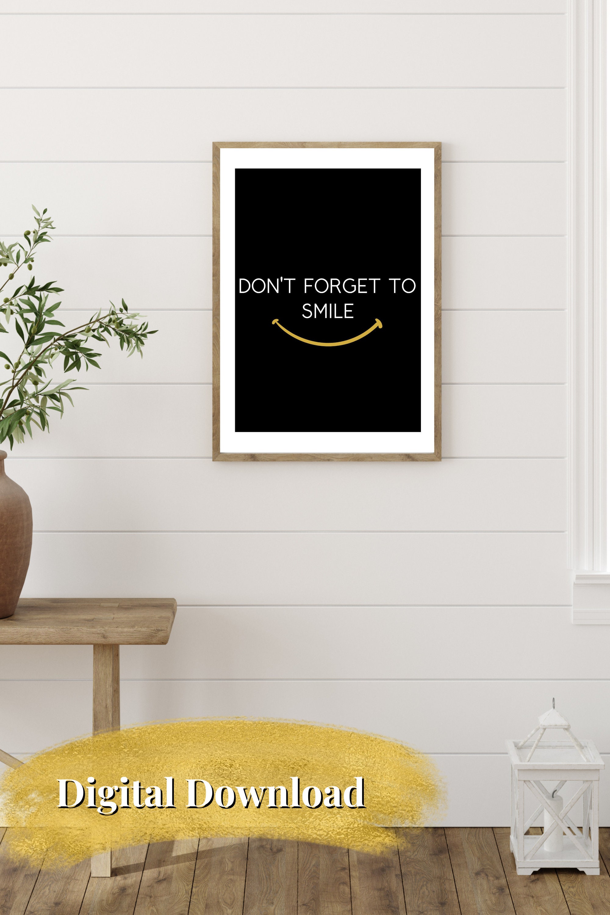 Minimal Neutral Printable Smiley Face Print Mindfulness Gift Digital ...