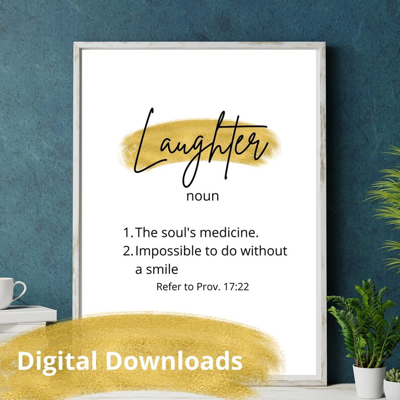 Laughter Definition Print: Inspirational Quote, Bible Verse (digital ...