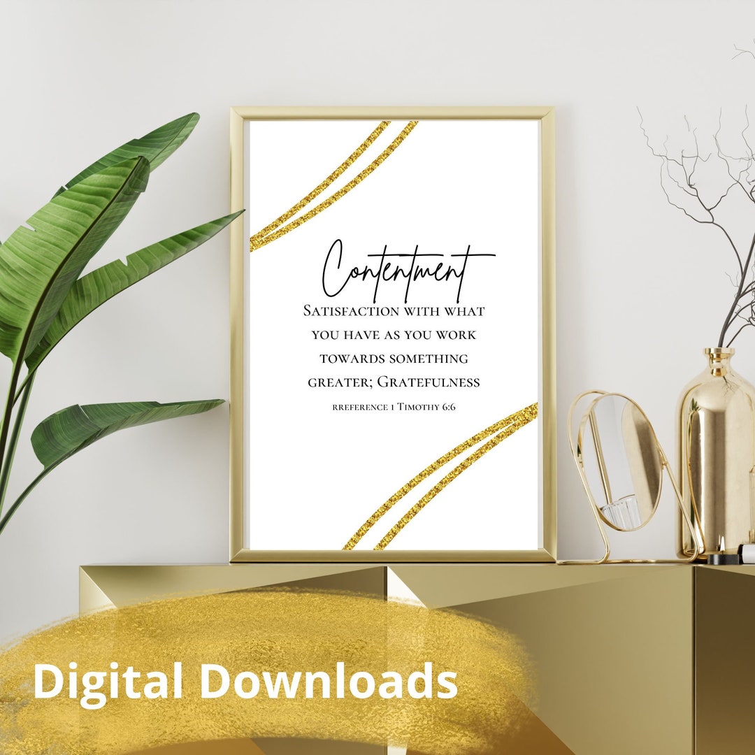 Contentment Definition Printable Wall Art | Faith Based Downloadable ...