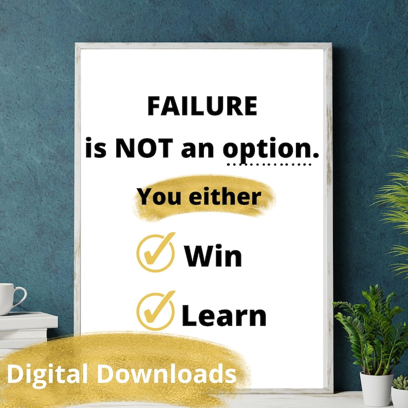 No Failure Printable Wall Art Inspiring Quotes Mindfulness Print ...