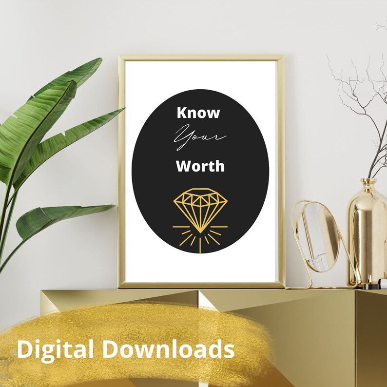 Know Your Worth Digital Wall Art | Love Yourself Print | Home Decore ...