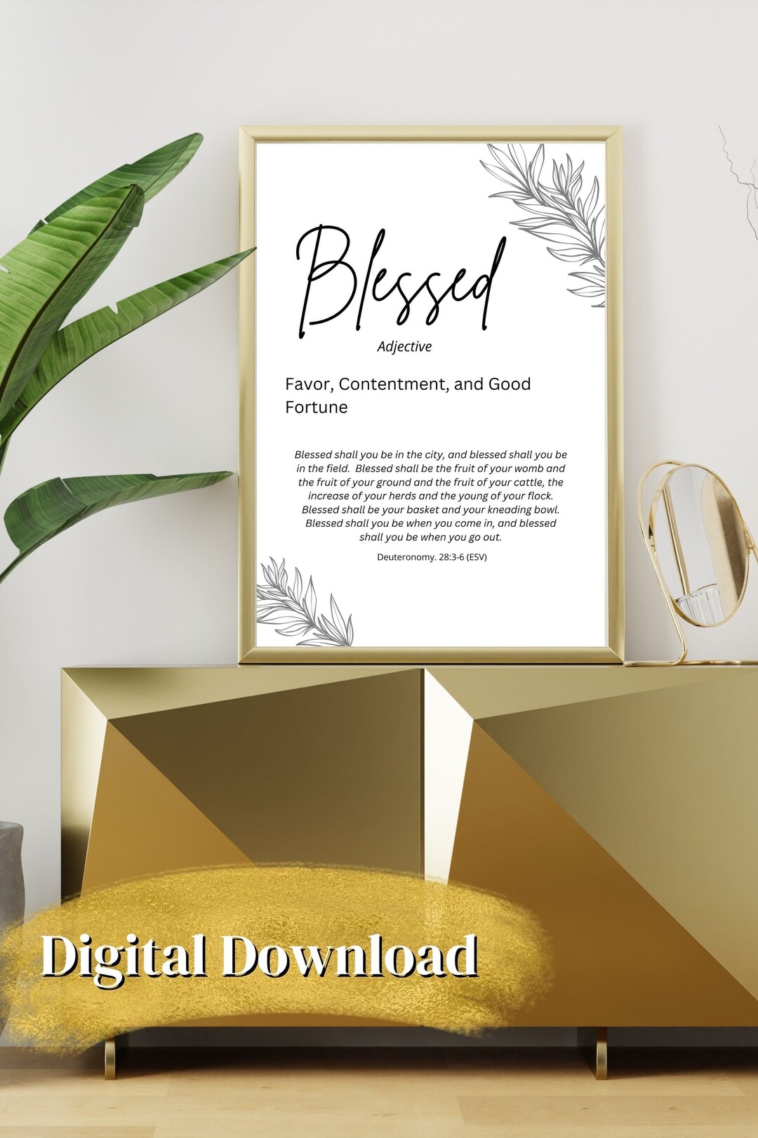Blessed Definition Printable Wall Art Faith Based Inspiring Bible Verse ...