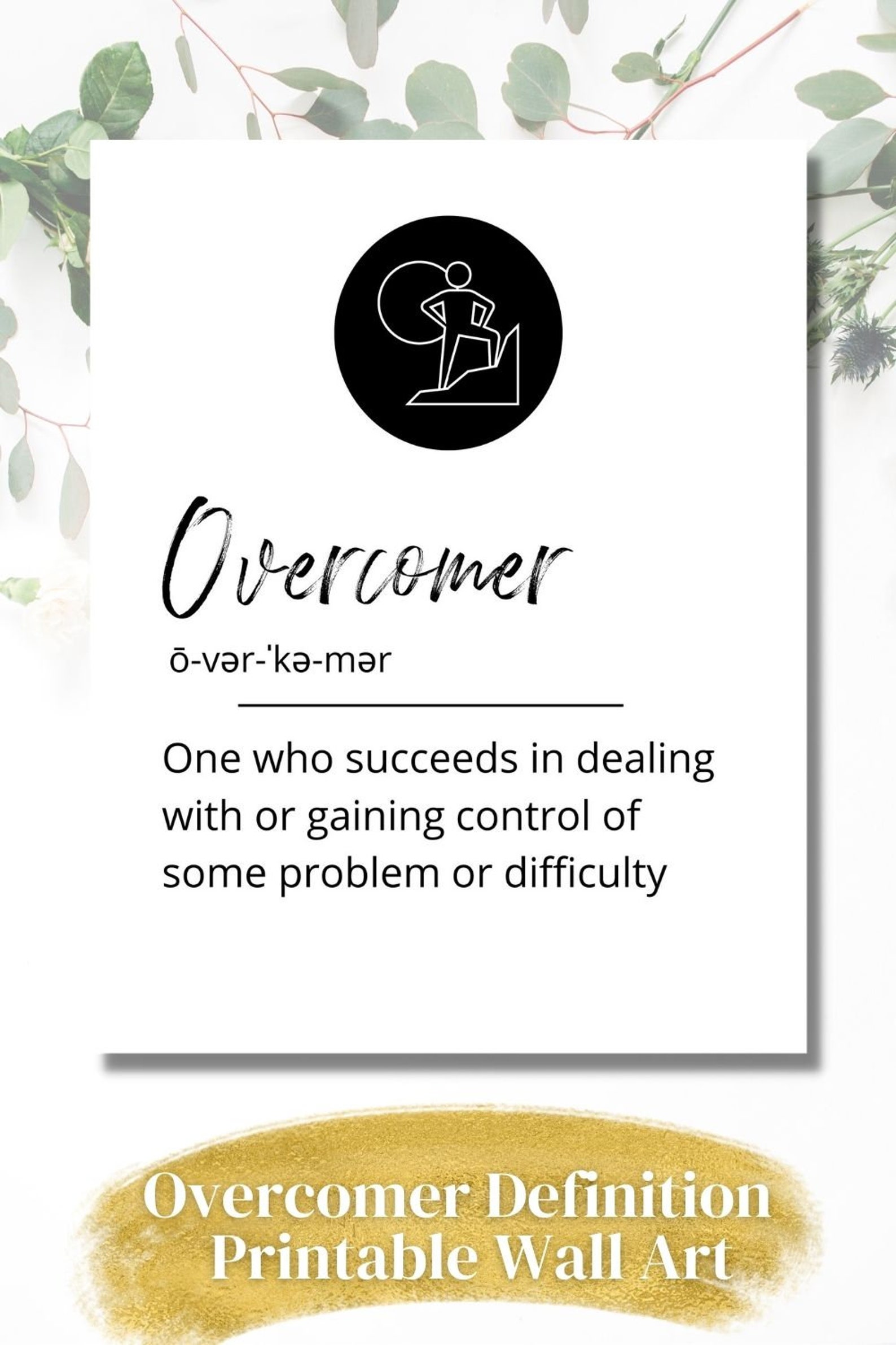 Overcomer Definition Printable Wall Art Motivational Home Decor Workout ...