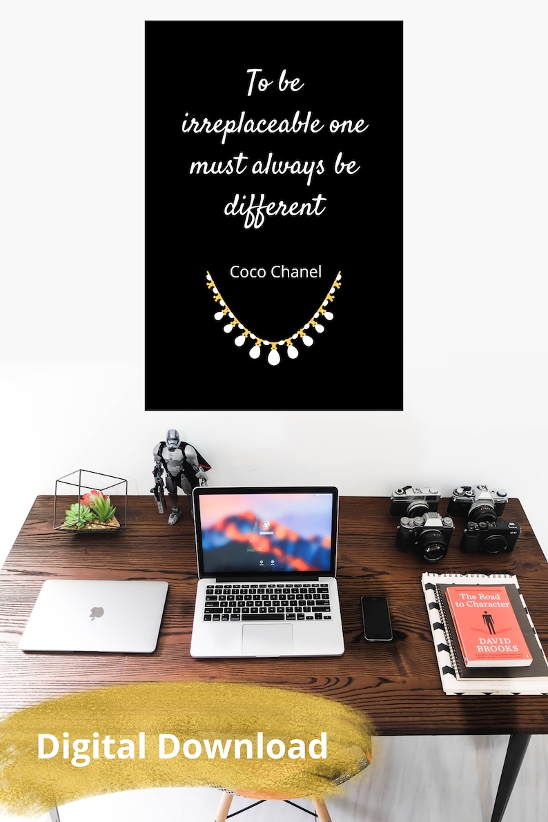 Coco Chanel Fashion Quote | Coco Chanel Wall Art | Dorm Decor for College Girls | Inspirational ...