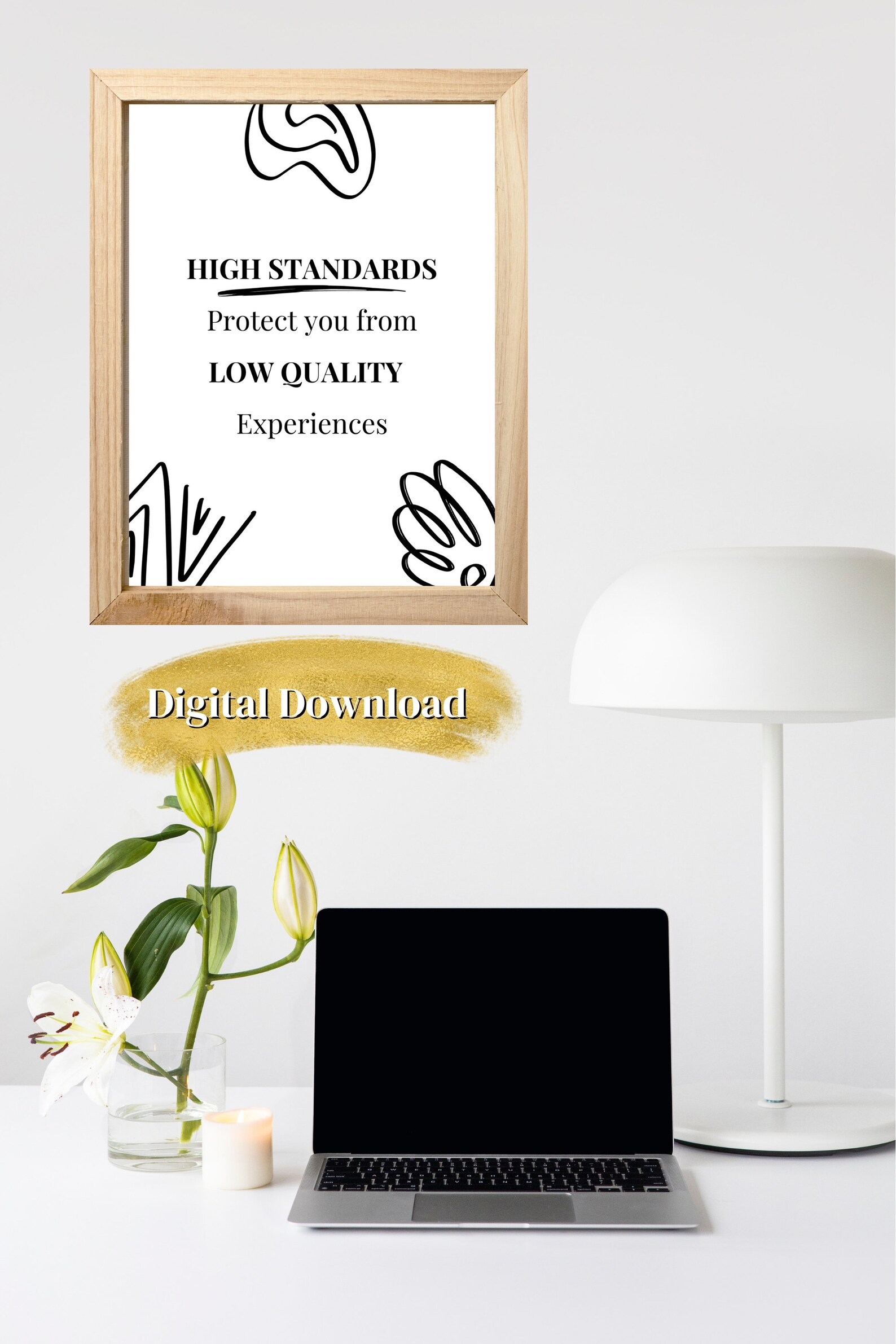 High Standards Printable Wall Art Uplifting Quote Print Growth Mindset ...