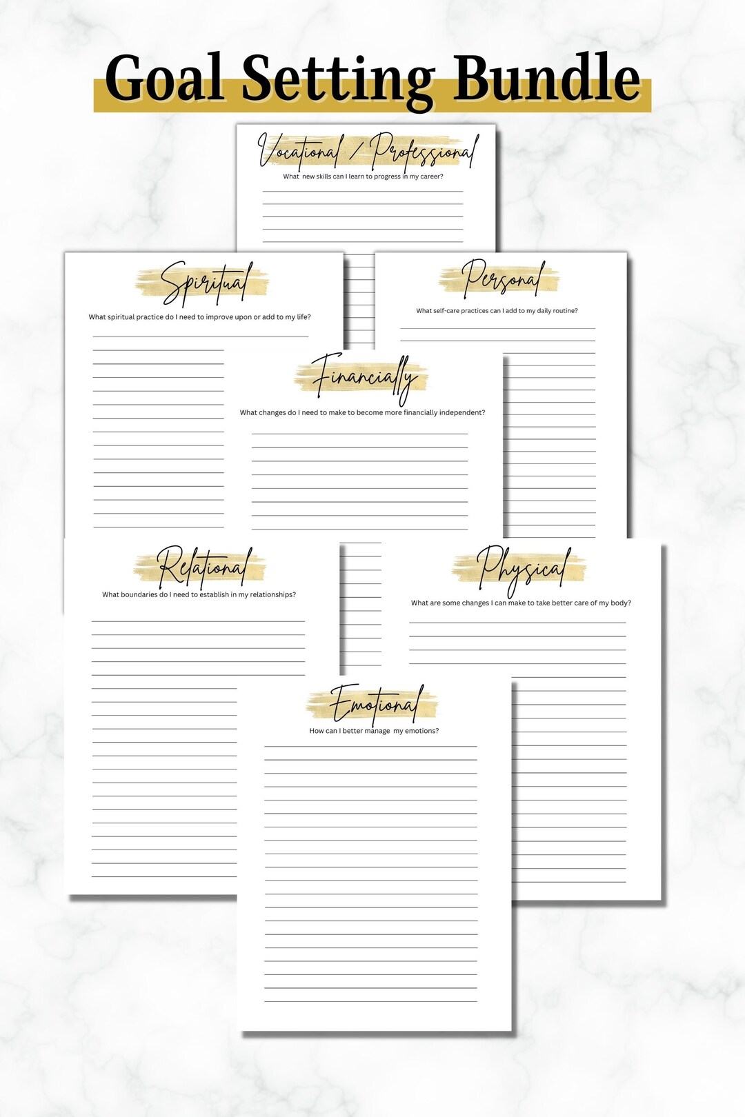 Goal Planner Bundle | Goodnotes Journal for Goal Setting | Self Care ...