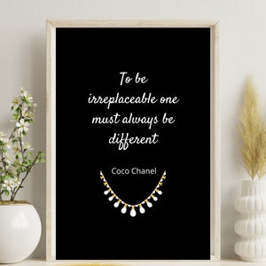 Coco Chanel Fashion Quote | Coco Chanel Wall Art | Dorm Decor for College Girls | Inspirational ...
