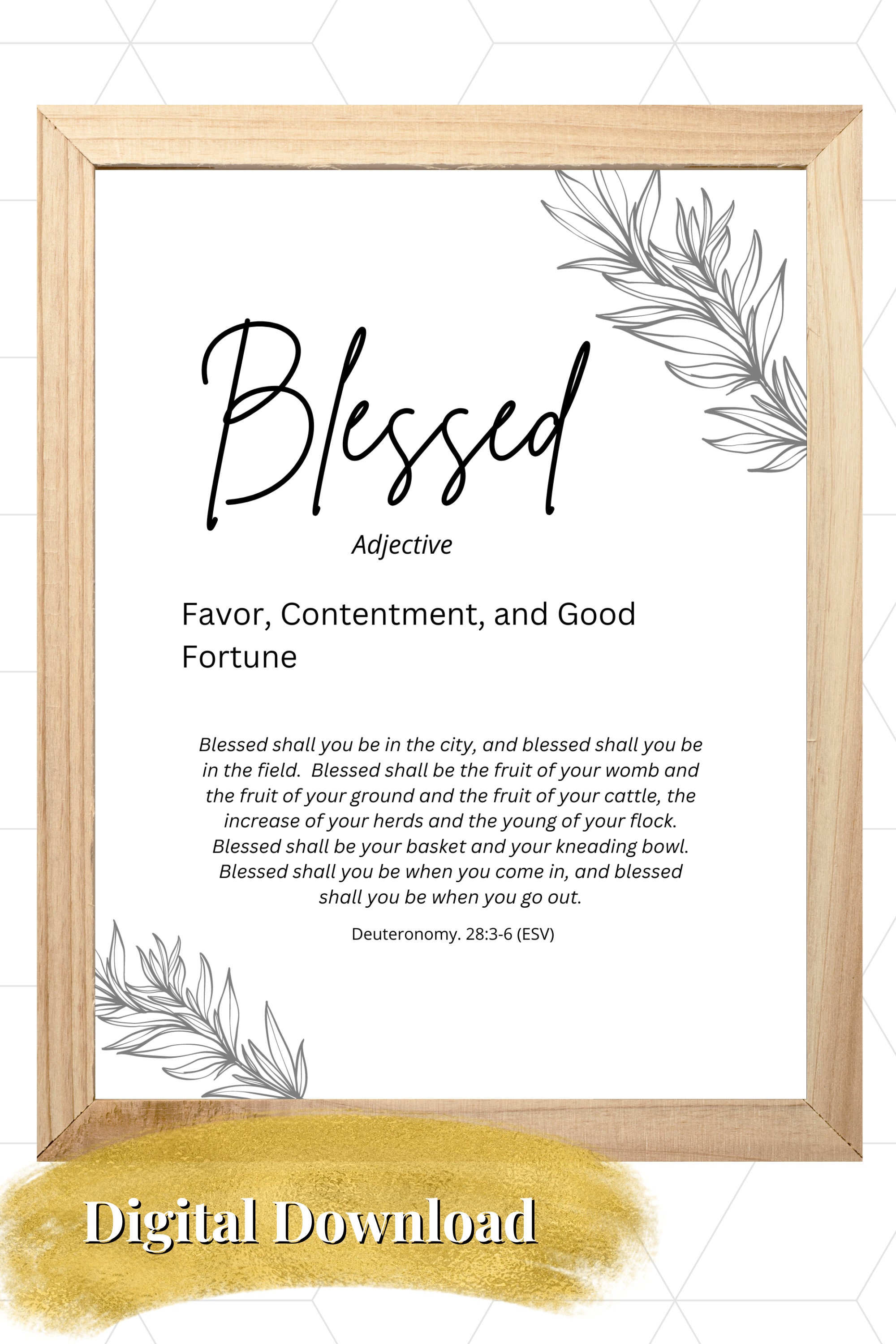 Blessed Definition Printable Wall Art Faith Based - Etsy
