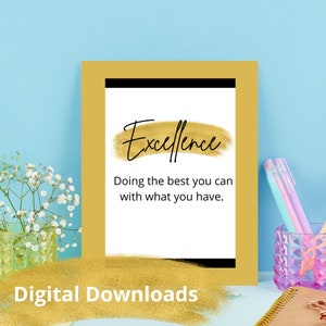 Excellence Definition Printable Wall Art Quotes About Life - Etsy
