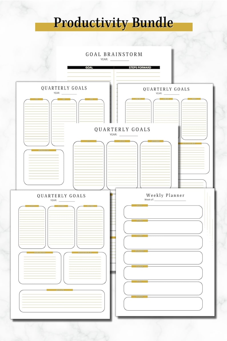 Productivity Planner Bundle Desk Weekly Planner Printable - Etsy