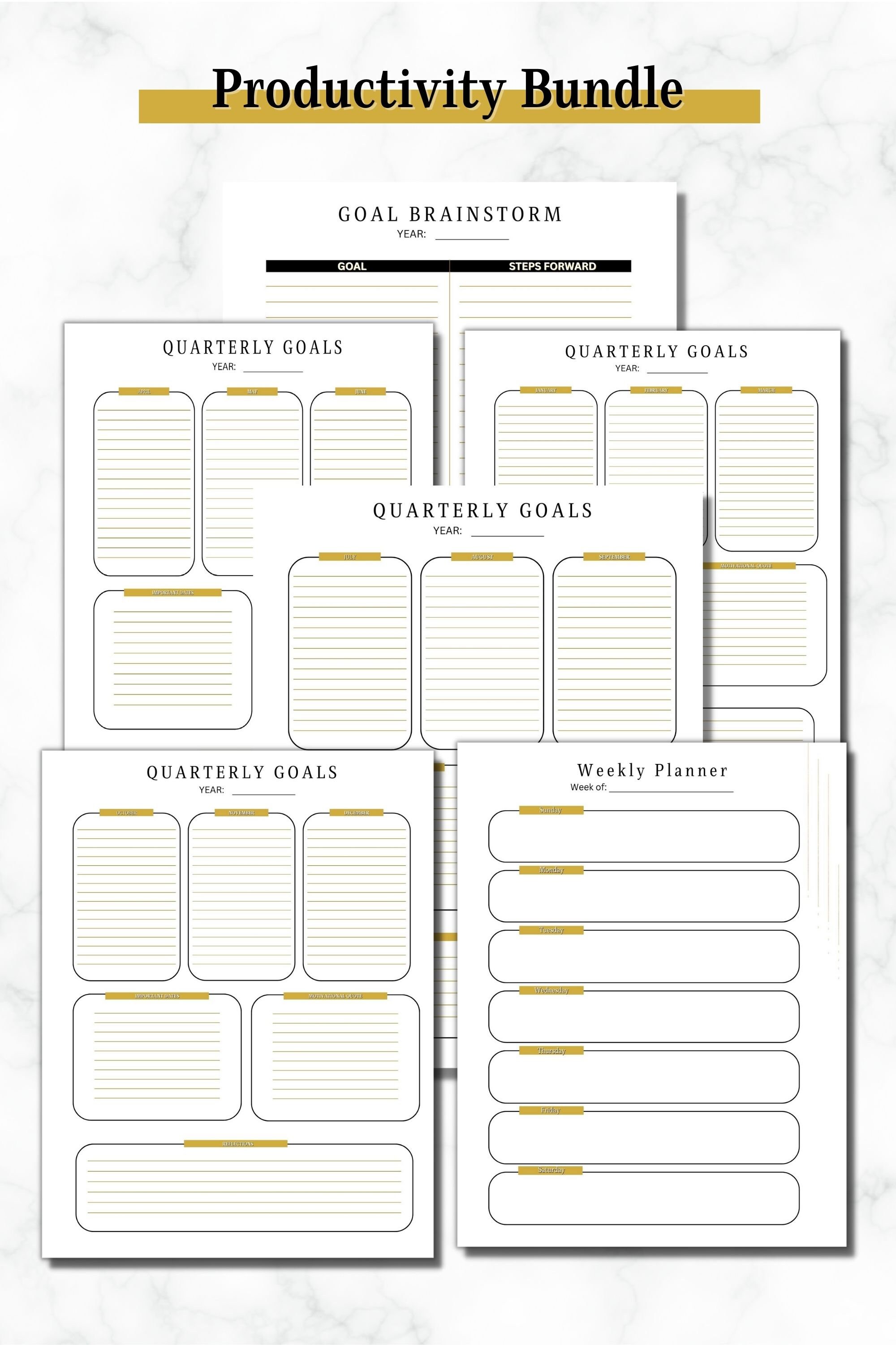 Productivity Planner Bundle Desk Weekly Planner Printable - Etsy