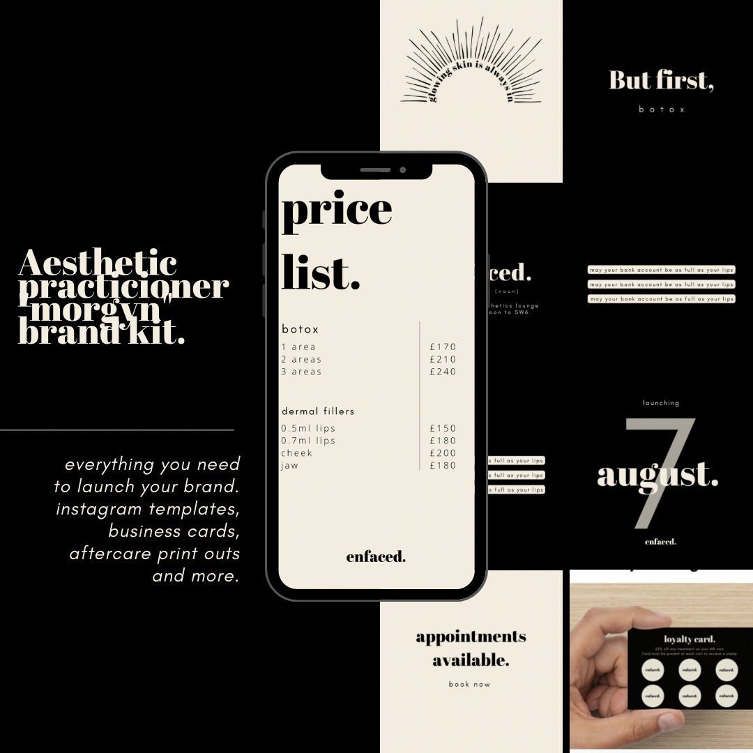 Neutral Black Sleek Cream Simple Botox Practitioner Branding Template ...