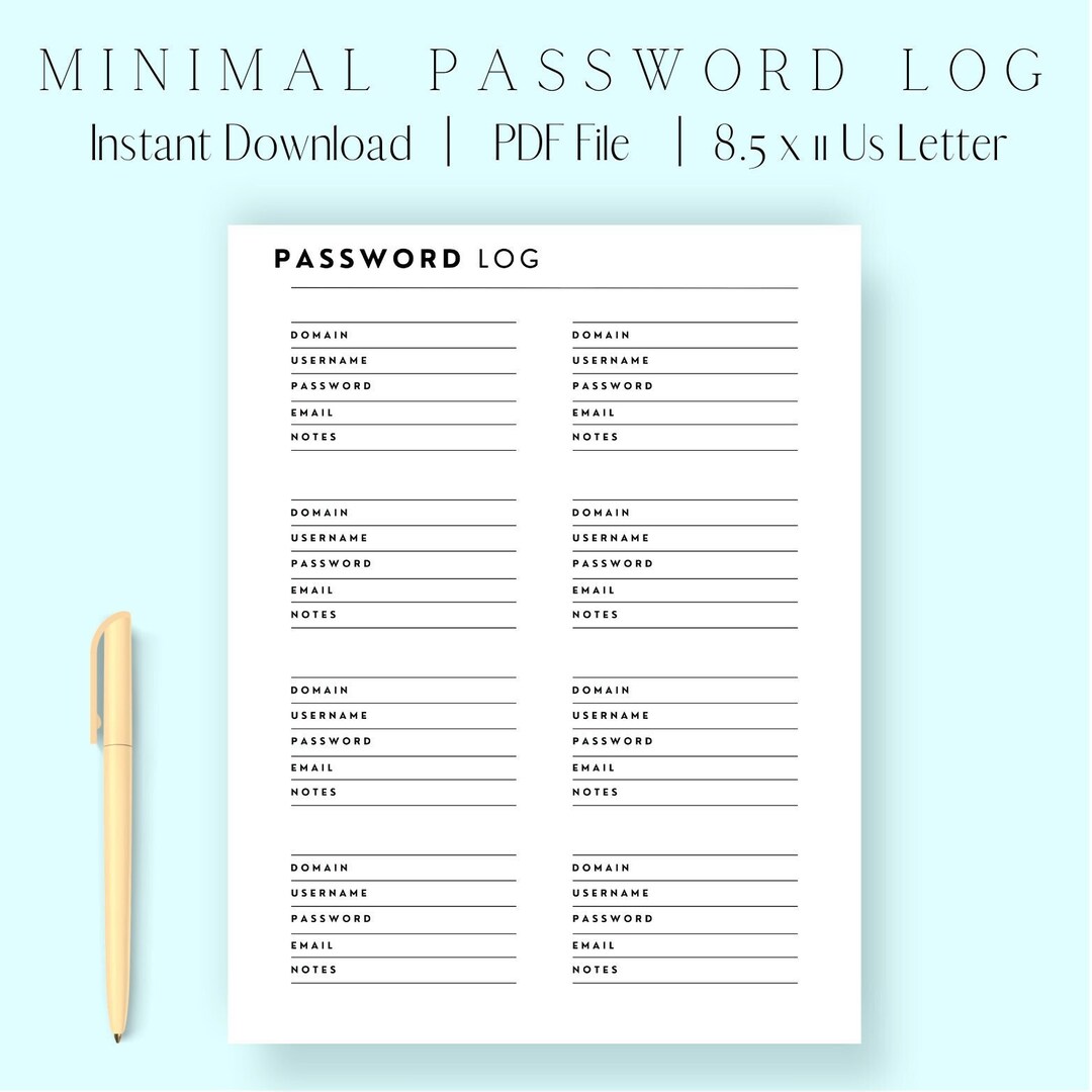 Password Log Printable | Password Tracker | Password Organizer ...