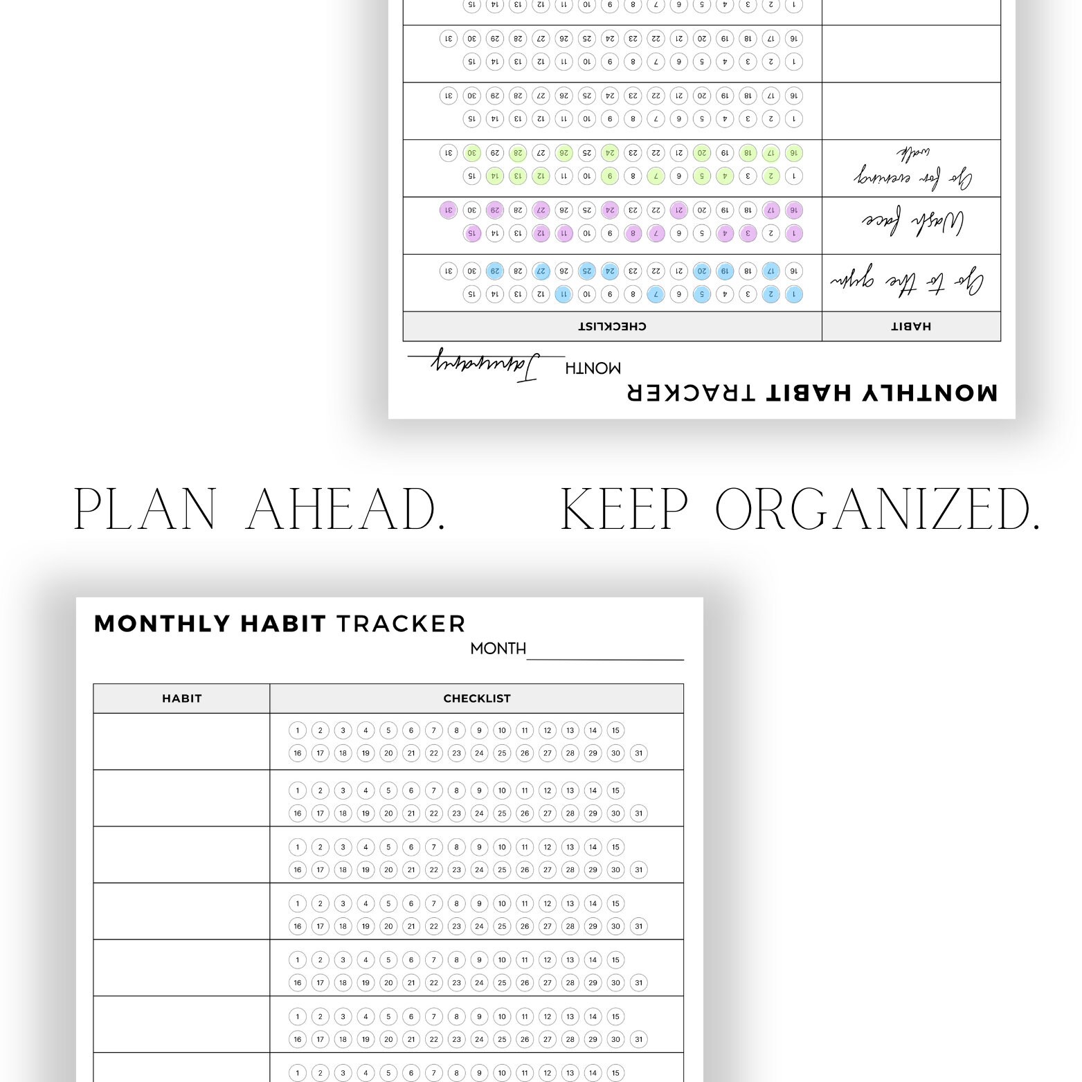 Minimalist Monthly Habit Tracker Printable Habit Tracker Wellness ...