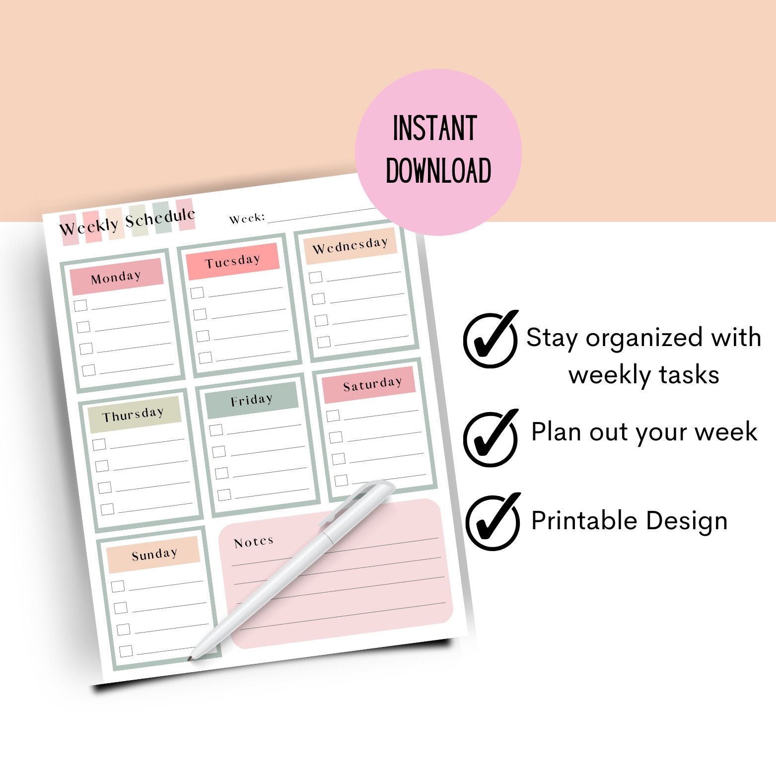 Printable to Do List | Daily Planner Checklist | Daily Checklist ...