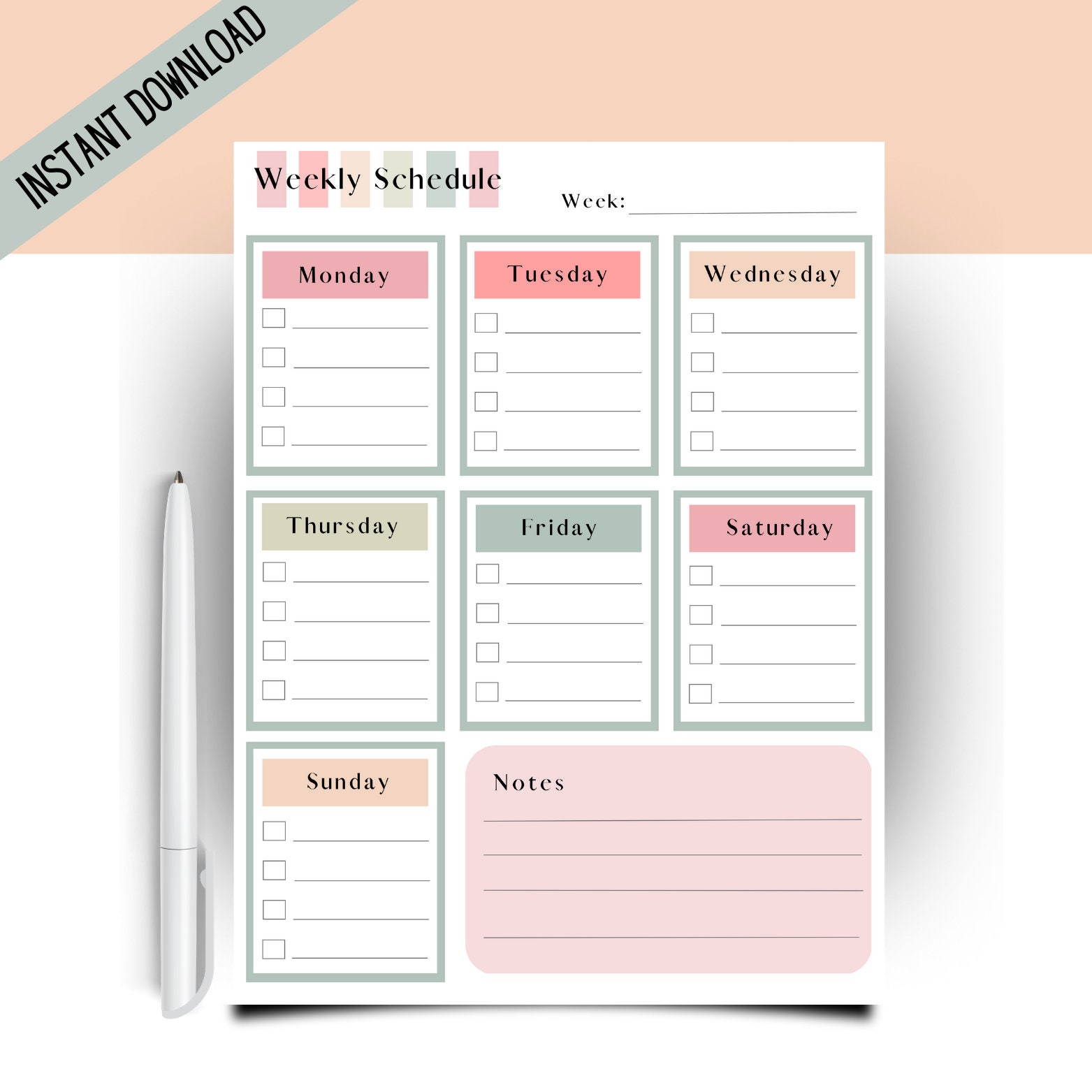 Printable to Do List Daily Planner Checklist Daily Checklist Monday ...