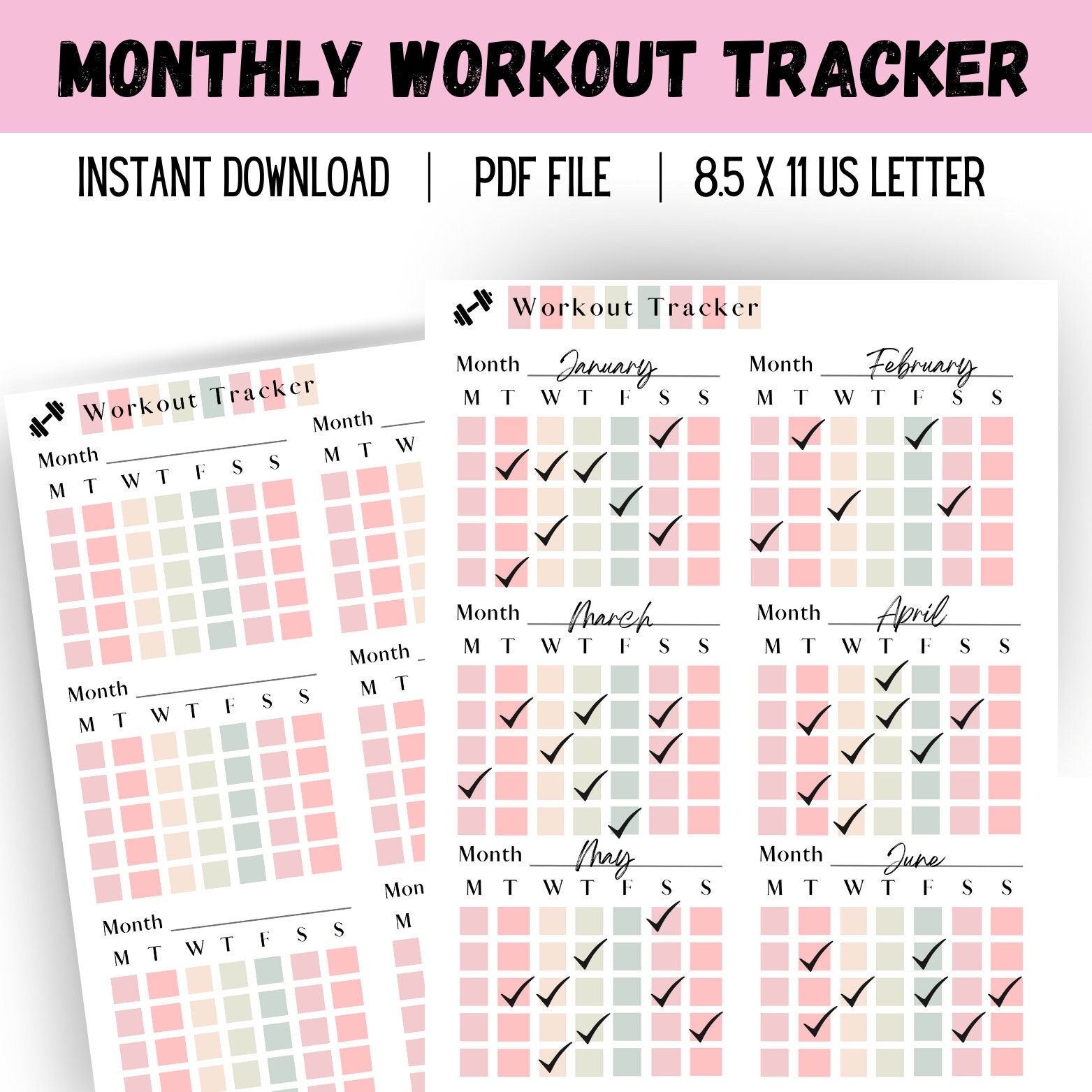 Workout Progress Tracker Fitness Health Journal Insert Fitness Tracker ...