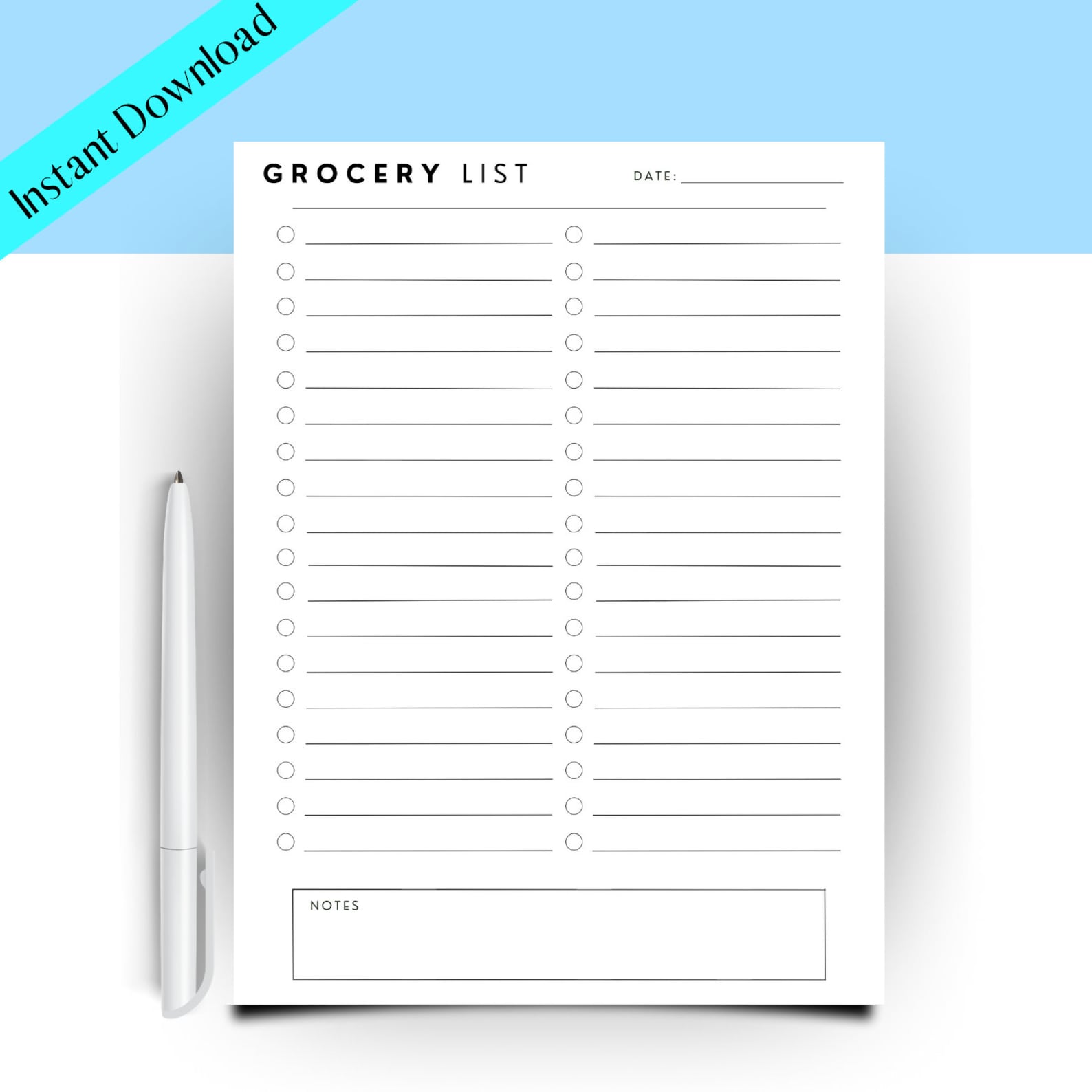 Simple Grocery List Printable Template Minimalist Grocery List Food ...