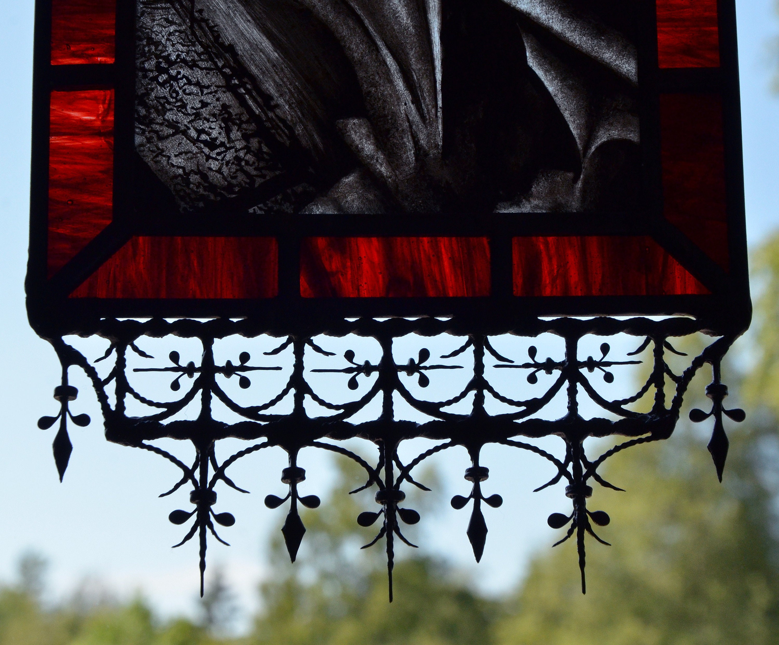 Hand-painted Notre Dame Gargoyle Stained Glass Panel: Gothic Window ...