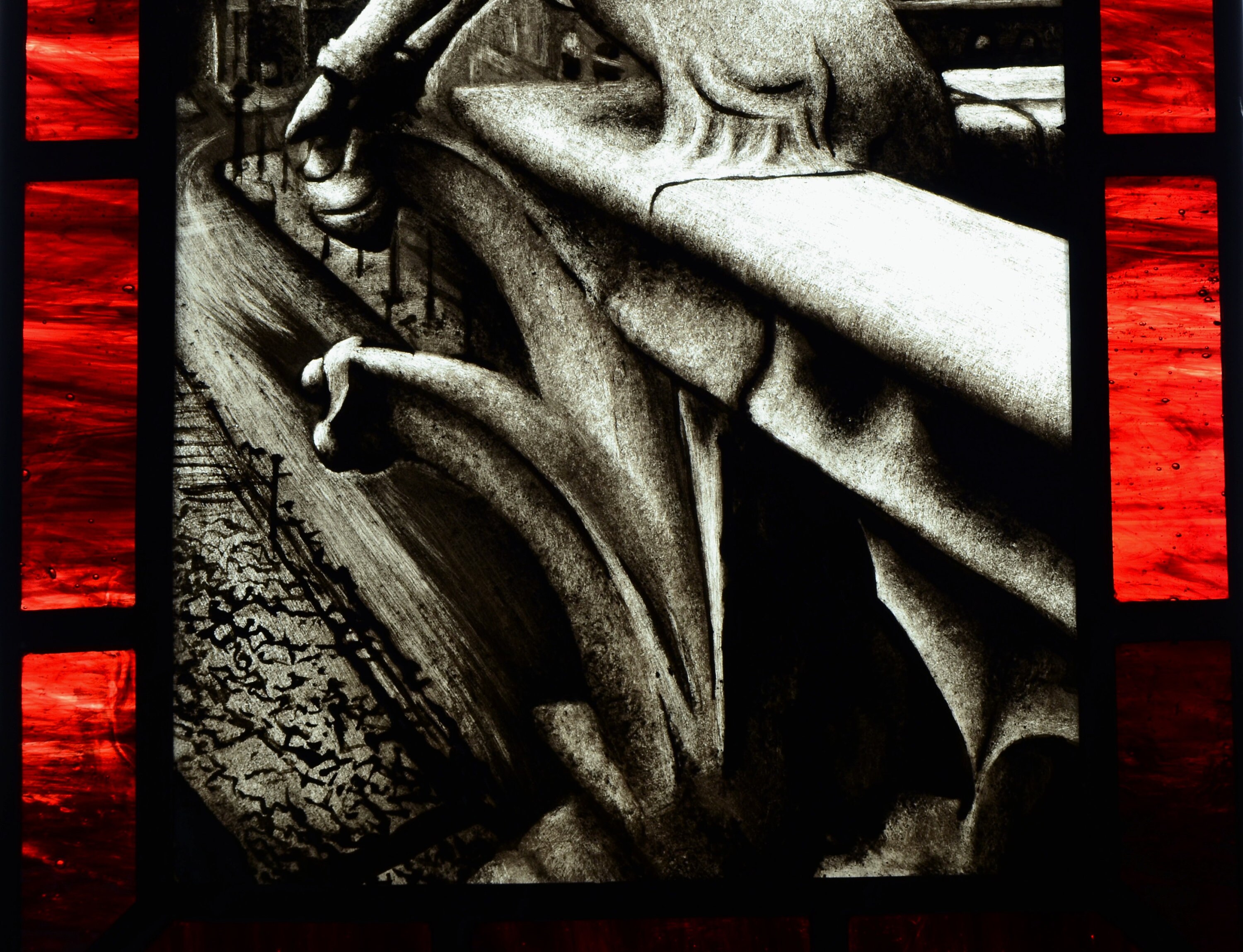 Hand-painted Notre Dame Gargoyle Stained Glass Panel: Gothic Window ...