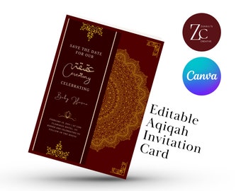 Aqiqah Editable Canva Inivitation Card Aesthetic Aqiqah - Etsy