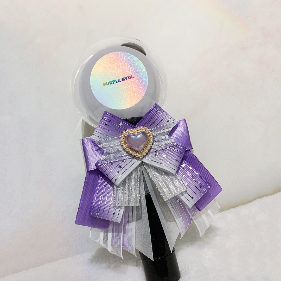 Purple Lightstick Ribbon Bow With Heart Gem Kpop Deco Custom ...