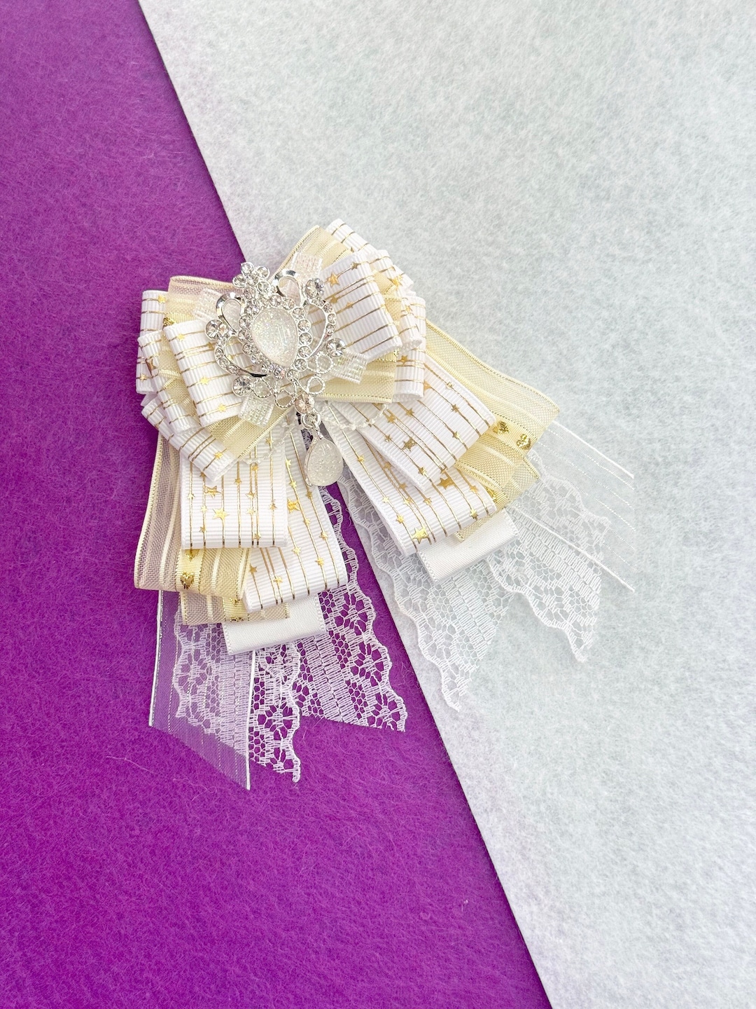 White Lightstick Kpop Ribbon Bow | Custom Fan Light Stick Decoration ...