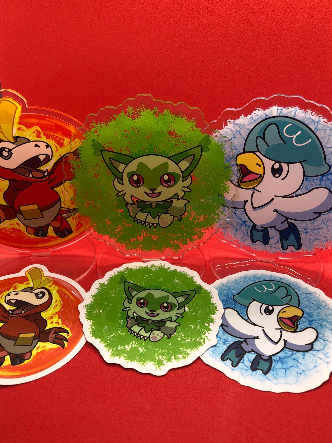 Pokemon Scarlet Violet Sprigatito Quaxly and Fuecoco Standee sticker ...