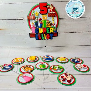 Super Mario Cake Topper and Cupcake Toppers - Etsy