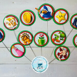 Super Mario Cake Topper and Cupcake Toppers - Etsy