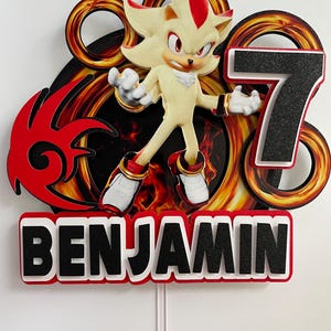 Shadow the Hedgehog Cake Topper: Birthday Party Decor - Etsy
