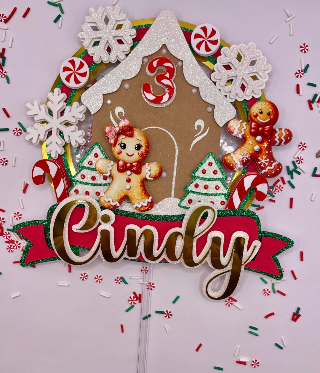 Gingerbread House Shaker Cake Topper: Holiday Birthday Party Decor - Etsy